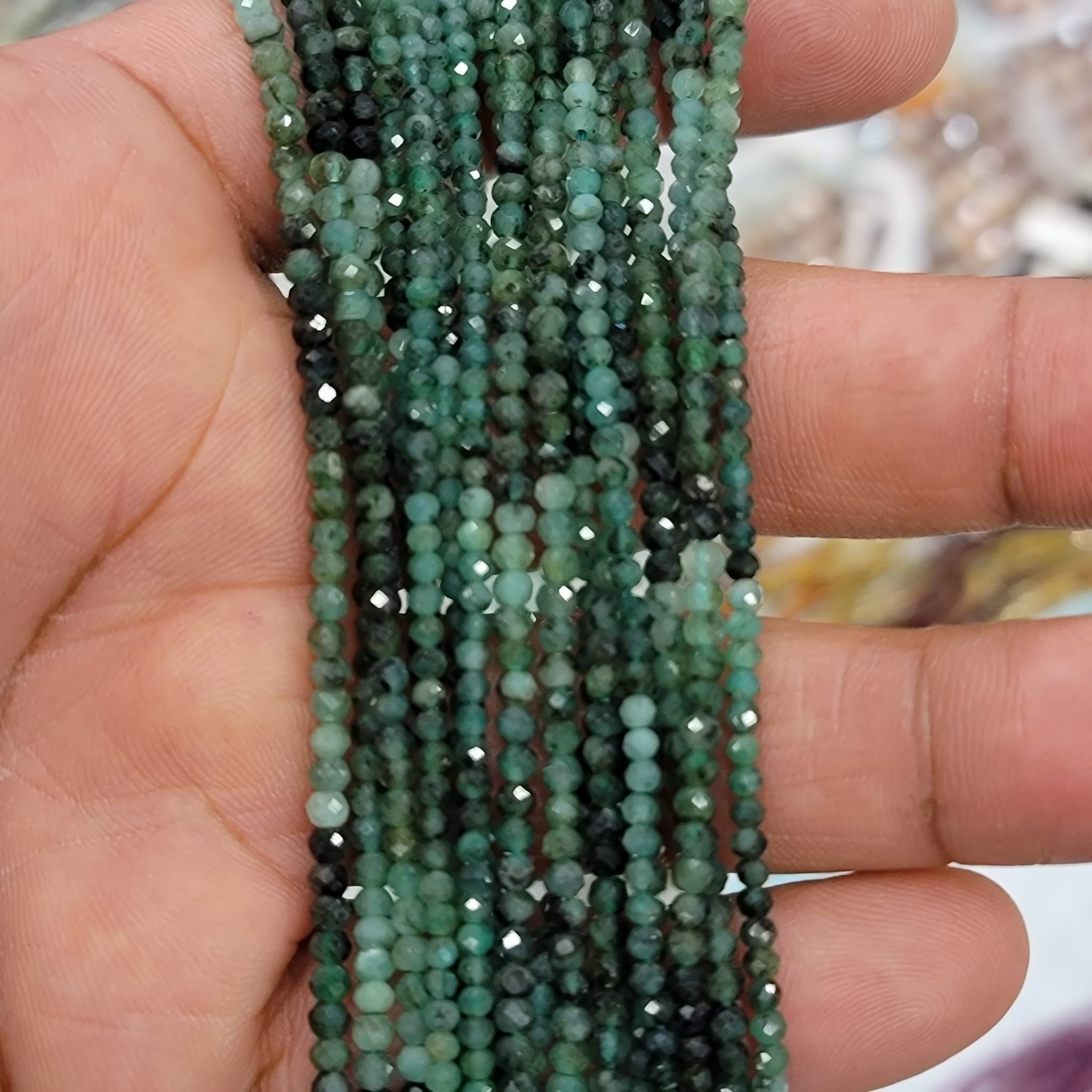 Emerald Faceted Round Micro Cut Beads – GeMantra
